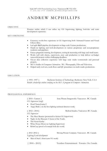 RESUME - Ron Migliore (2015) | DOC | Video Production | Content Production