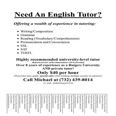 Need An English Tutor | DOCX | Education