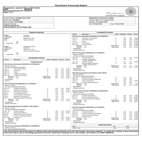 TCC Transcript | PDF