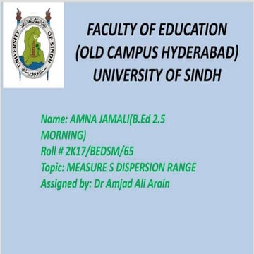 Measures Of Dispersion Range Quartile Deviation Mean Deviation Ppt