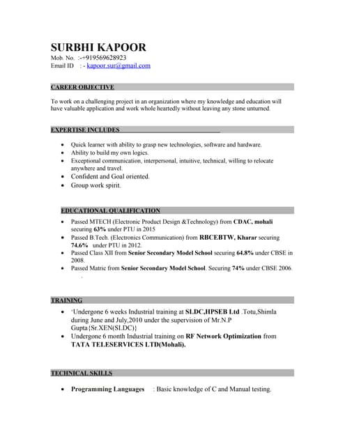 resume shikha canada