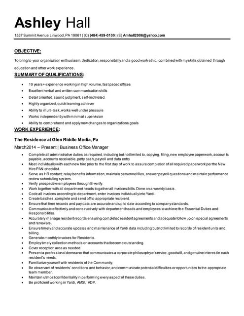 ASHLEY MINES Resume 2 | PDF