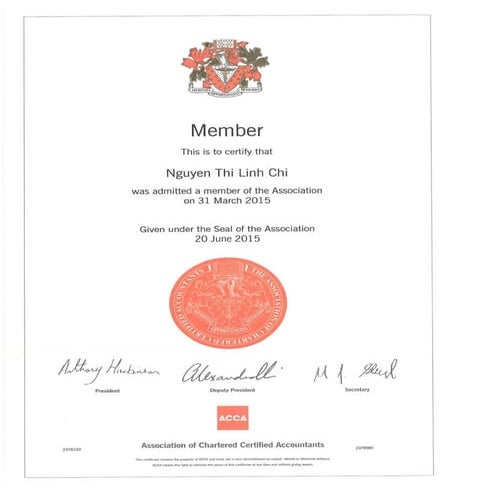 Nguyen THi Linh Chi -ACCA certification | PDF