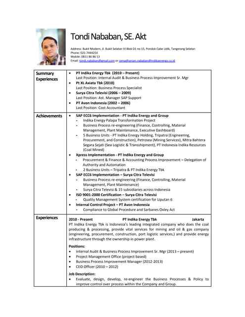 Resume1 | DOC | Business Accounting & Finance | Business