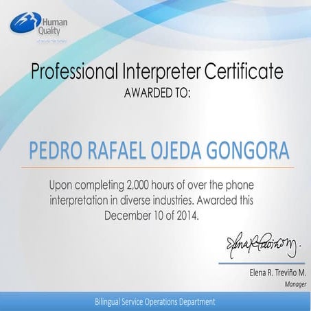 peak interpreter certificate 1 | PPT
