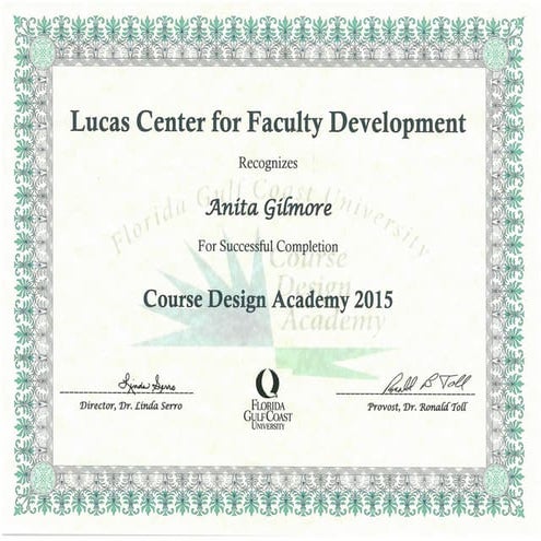 FGCU Course Design Academy Certificate | PDF