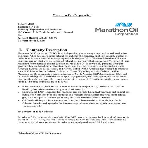 Marathon Oil Corp - Energy Group | PDF