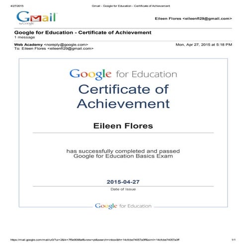 Eileen Flores - Google for Education Test Results | PDF