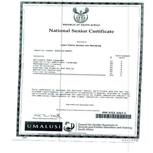 Matric Certificate | PDF