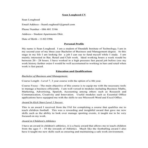 Sean Lougheed CV | PDF