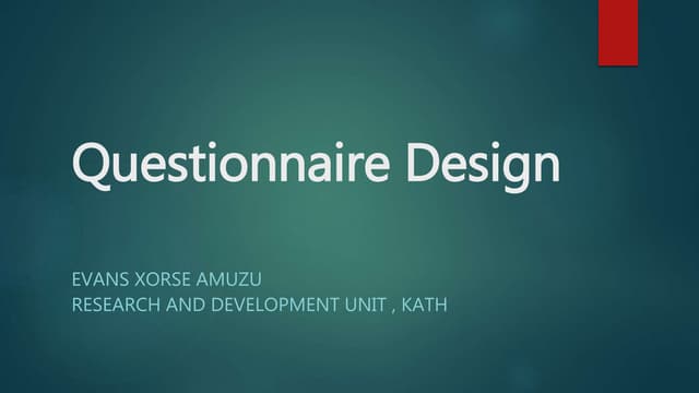 Questionnaire designing in a research process