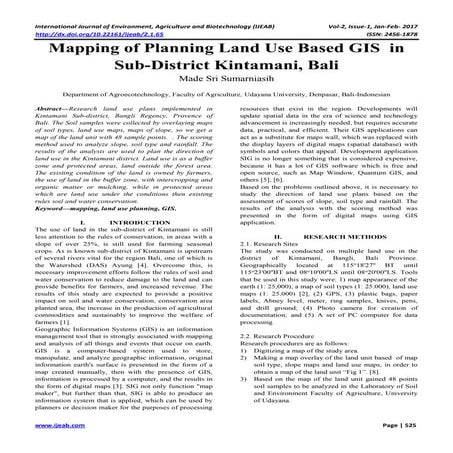 Mapping of Planning Land Use Based GIS in Sub-District Kintamani, Bali | PDF