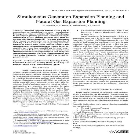 Simultaneous Generation Expansion Planning And Natural Gas Expansion Planning Pdf Power And