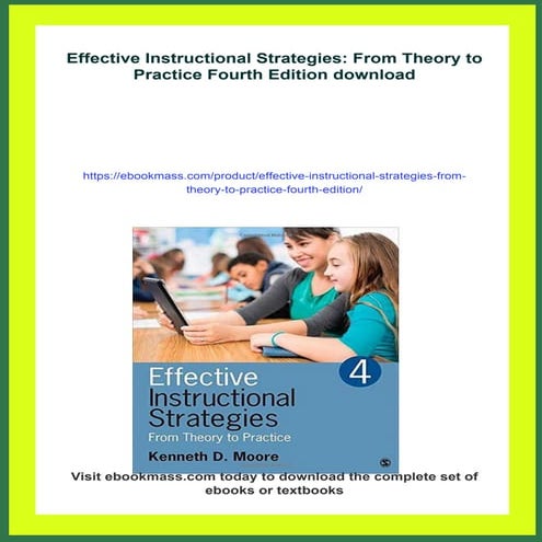 Effective Instructional Strategies: From Theory to Practice Fourth ...