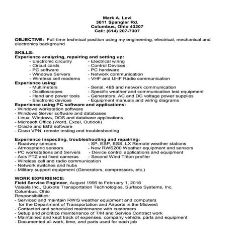 Mark Levi's Resume | DOC