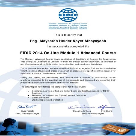 FIDIC Certificate RED @ Yellow | PDF
