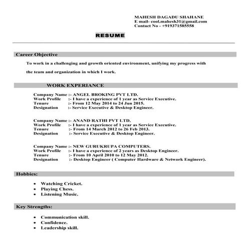 Resume of Raj In Complet