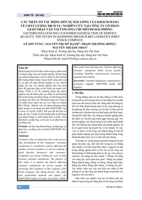 CƠ SỞ LÝ LUẬN VÀ MÔ HÌNH NGHIÊN CỨU SỰ HÀI LÒNG CỦA KHÁCH HÀNG.docx