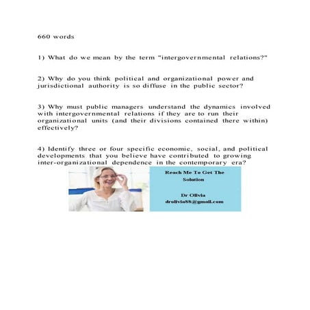 660 words1) What do we mean by the term intergovernmental rel | PDF