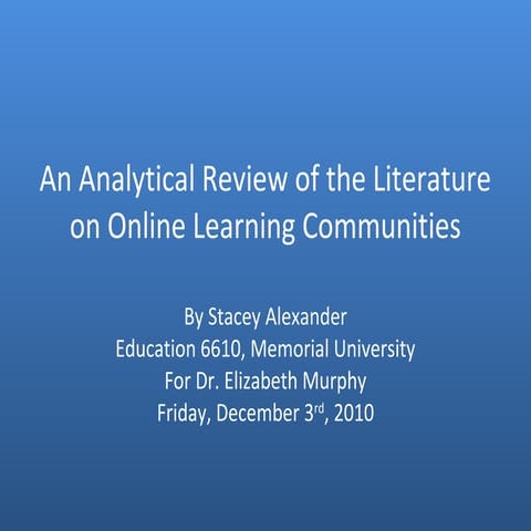An Analytical Review of the Literature on Online Learning Communities | PPT