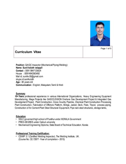 Alex Guerra CWI API 570 Resume | PDF | Construction Industry | Industries