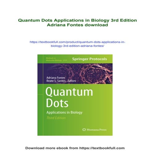 Quantum Dots Applications in Biology 3rd Edition Adriana Fontes | PDF