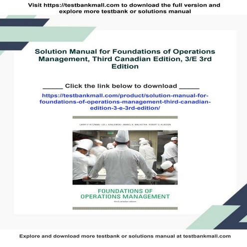 Solution Manual For Foundations Of Operations Management Third Canadian Edition 3 E 3rd