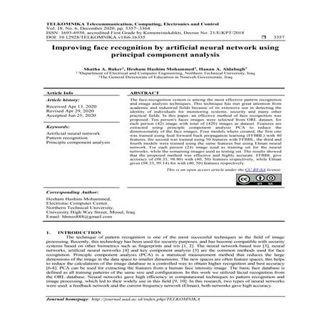 Improving Face Recognition By Artificial Neural Network Using Principal Component Analysis Pdf