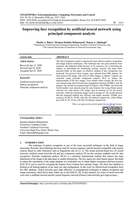 Improving Face Recognition By Artificial Neural Network Using Principal Component Analysis Pdf