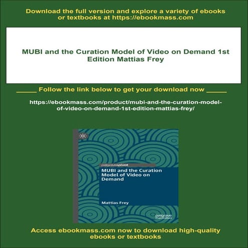 MUBI and the Curation Model of Video on Demand 1st Edition Mattias Frey | PDF