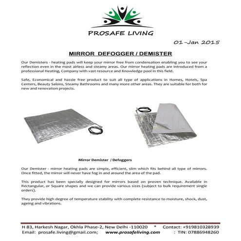 MIRROR DEFOGGER - Prosafe Living | PDF