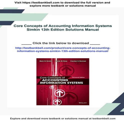 Core Concepts Of Accounting Information Systems Simkin 13th Edition Solutions Manual Pdf