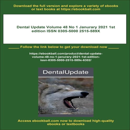 Dental Update Volume 48 No 1 Janurary 2021 1st edition ISSN 0305-5000 ...