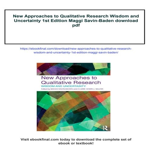 New Approaches to Qualitative Research Wisdom and Uncertainty 1st ...
