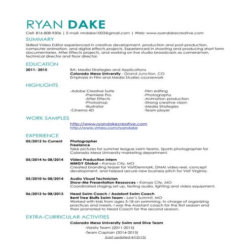 Ryan Dake Resume | PDF