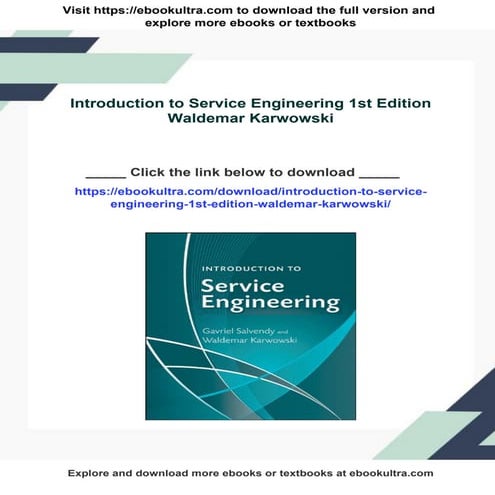 Introduction to Service Engineering 1st Edition Waldemar Karwowski | PDF