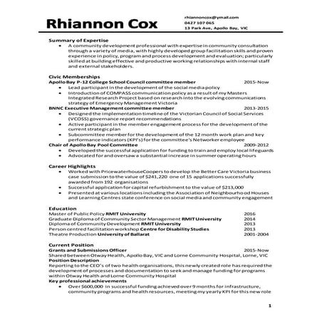 Rivard, Suzanne Resume | PDF