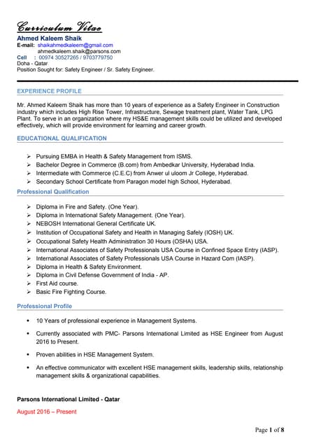 HSE Manager CV | PDF