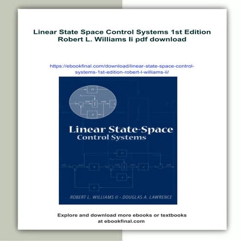 Linear State Space Control Systems 1st Edition Robert L. Williams Ii | PDF