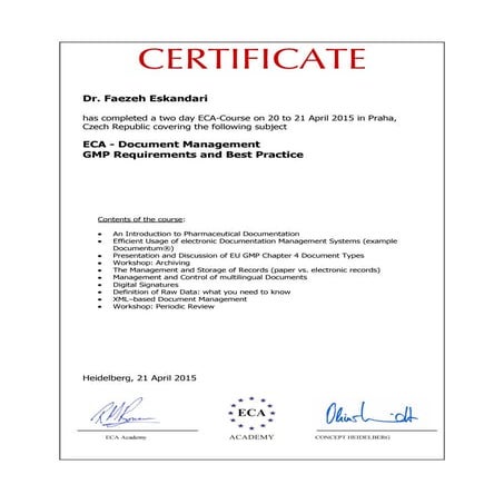 ECA Certificate Doc mng.PDF | Technology & Computing