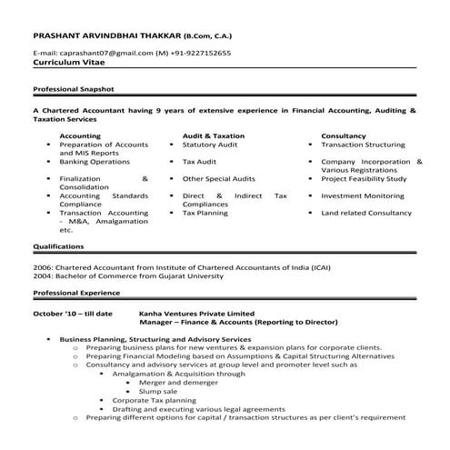 CV Prashant Thakkar | DOC