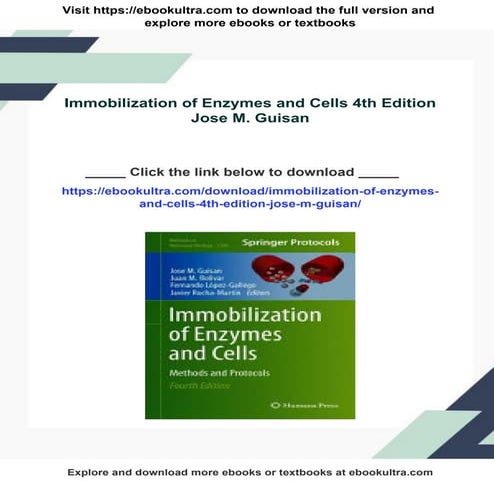 Immobilization of Enzymes and Cells 4th Edition Jose M. Guisan | PDF