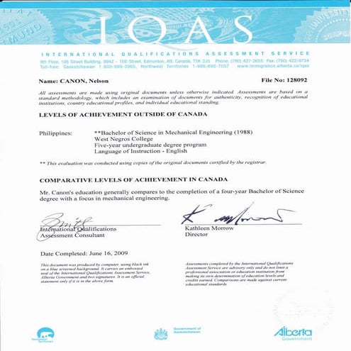 NELSON CANON IQAS CERTIFICATE | PDF