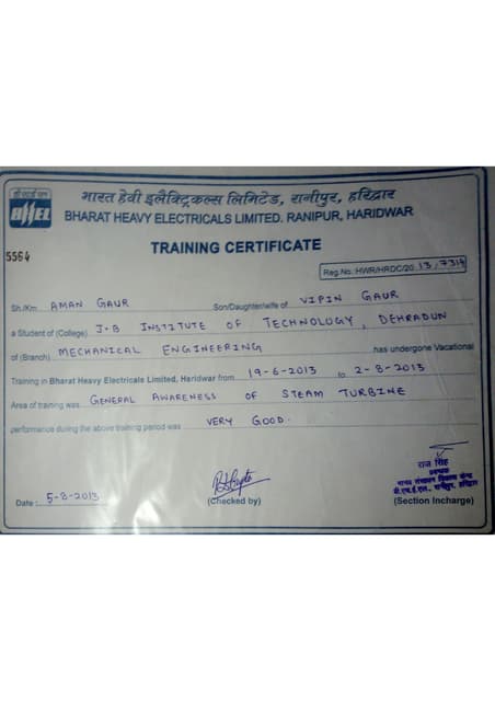 internship_essar_certificate | PDF