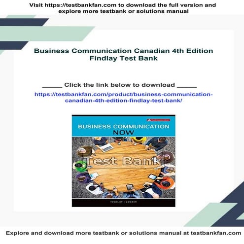 Business Communication Canadian 4th Edition Findlay Test Bank | PDF