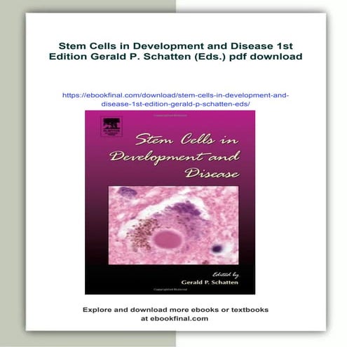Stem Cells in Development and Disease 1st Edition Gerald P. Schatten ...