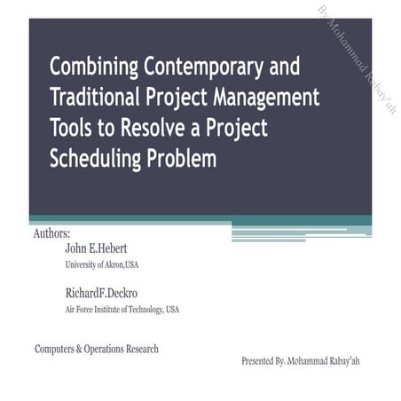 Combining Contemporary and Traditional Project Management Tools to ...