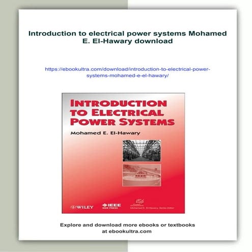 Introduction to electrical power systems Mohamed E. El-Hawary | PDF