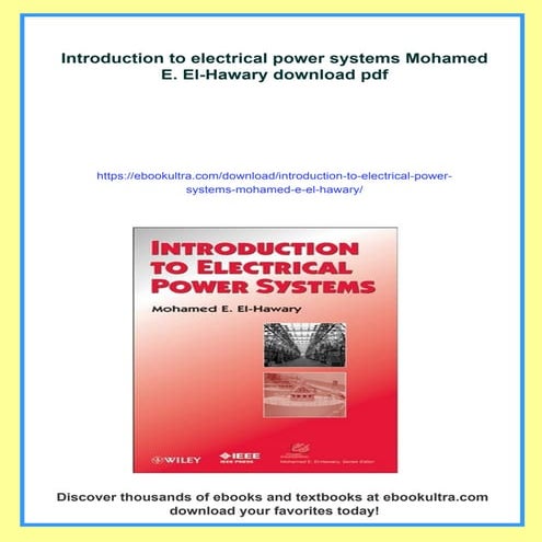 Introduction to electrical power systems Mohamed E. El-Hawary | PDF