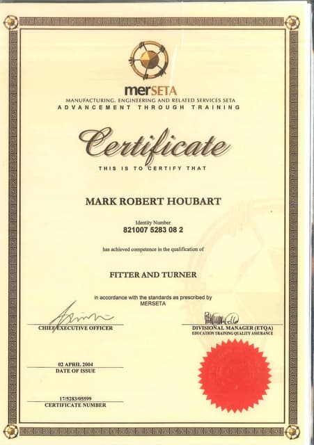 Certificate Red Seal
